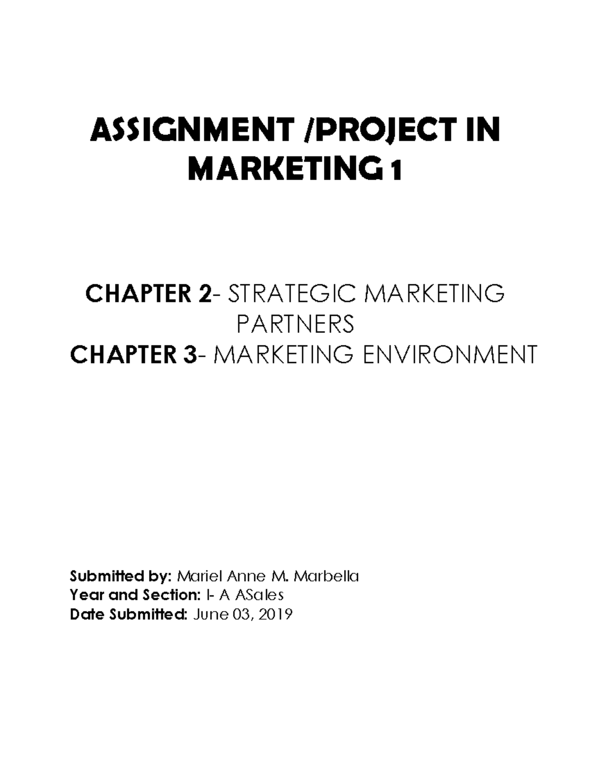 Marketing Assignment Project - ASSIGNMENT /PROJECT IN MARKETING 1 ...