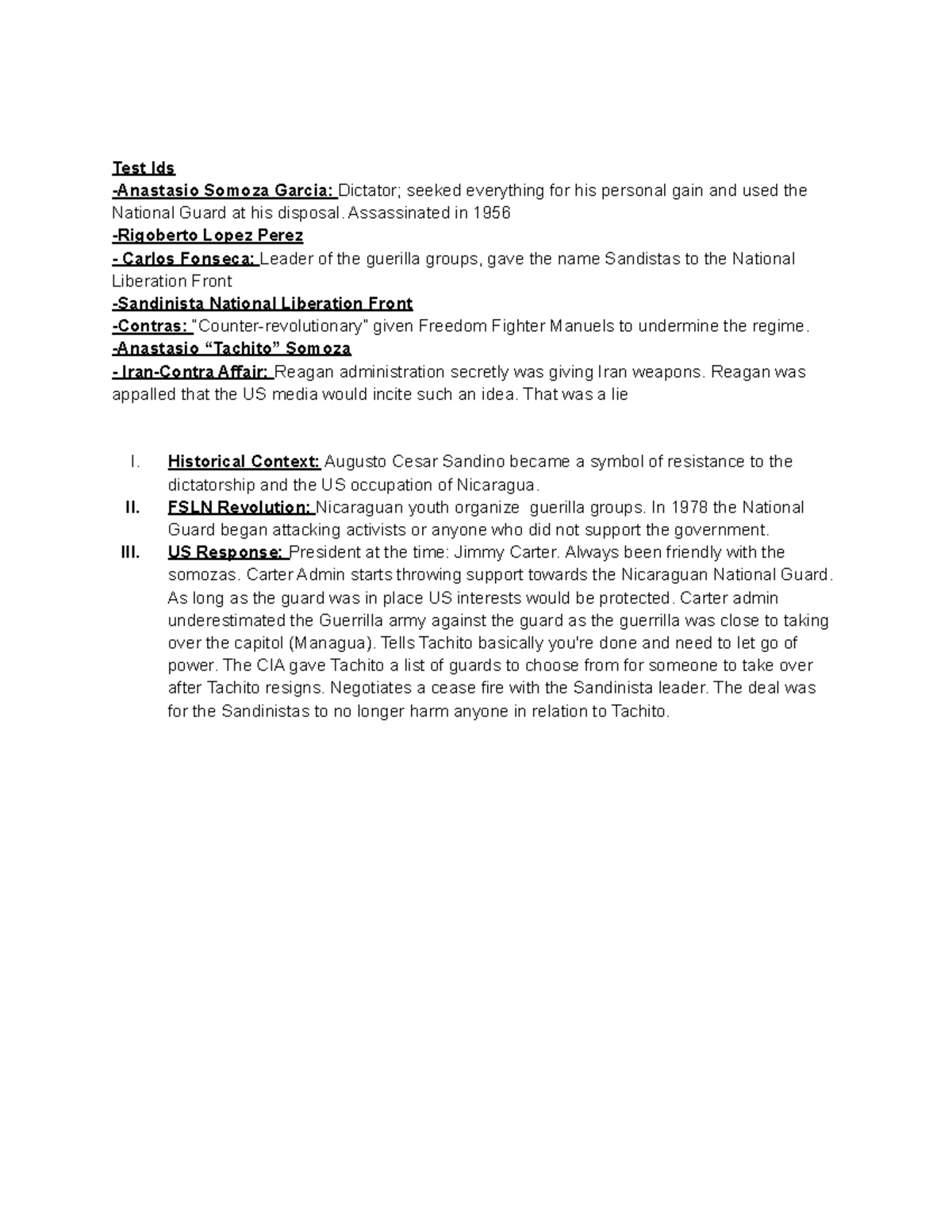 The Nicaraguan Revolution and the Contra War - Test Ids -Anastasio ...