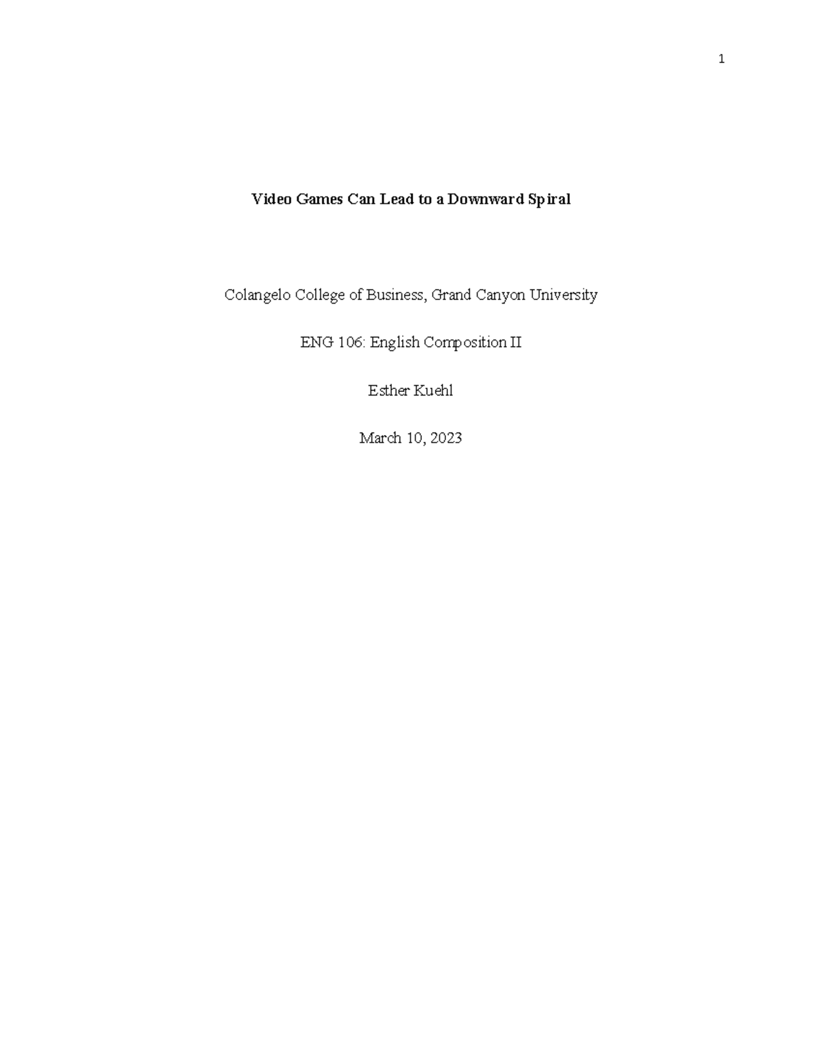 Causal Chain Essay - Video Games Can Lead to a Downward Spiral ...