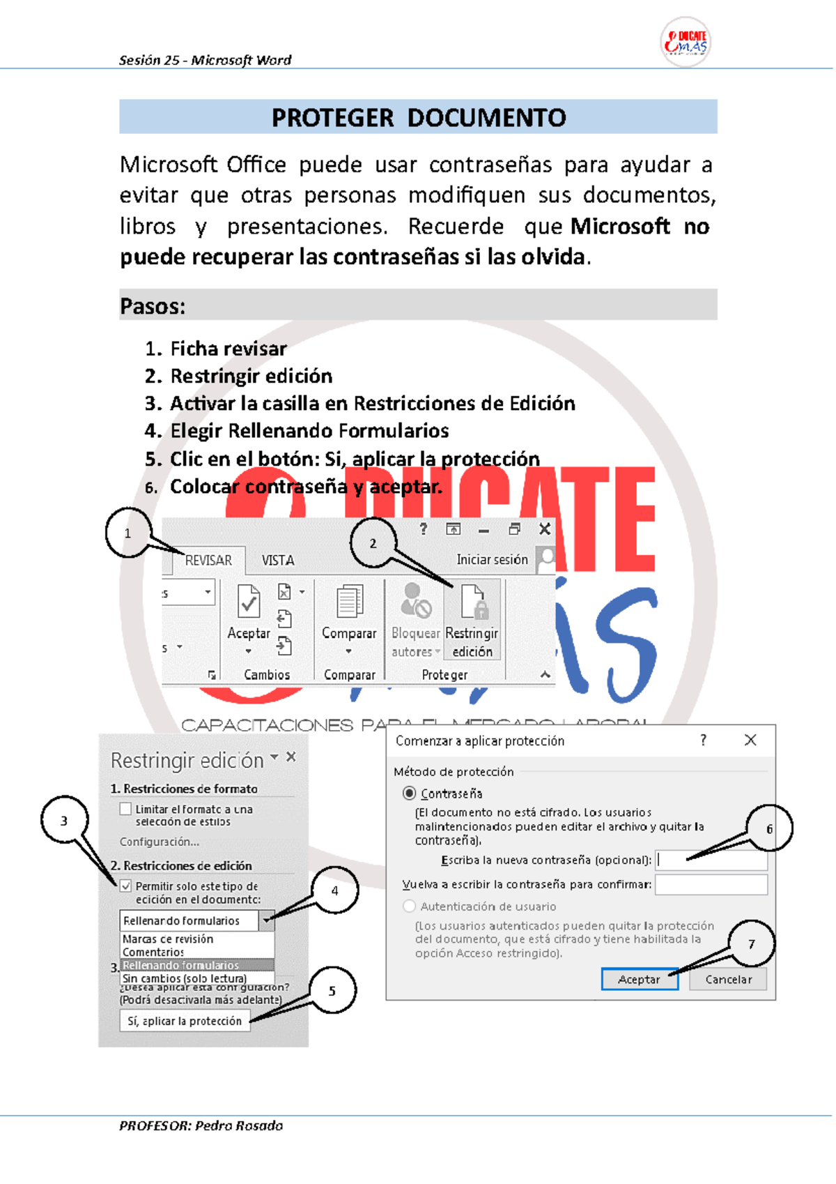 Proteger Documento- Exposición - Sesión 25 - Microsoft Word PROTEGER DOCUMENTO Microsoft Office ...