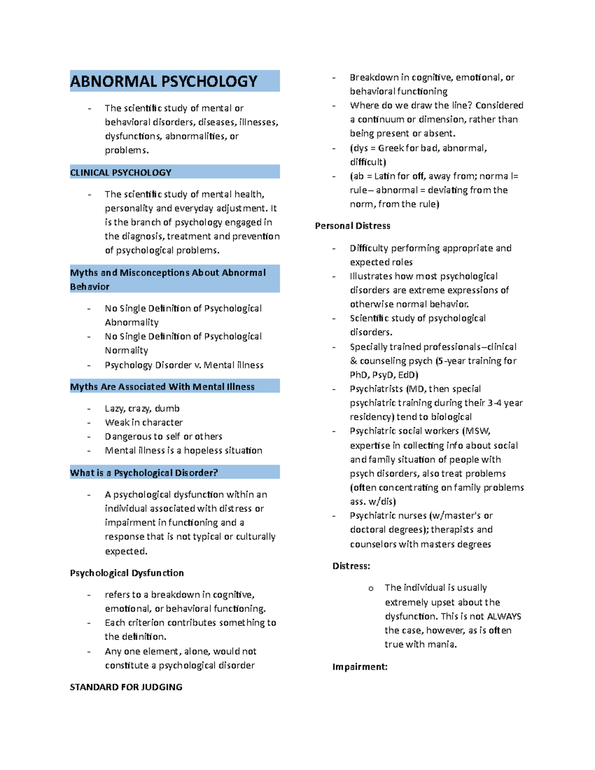 Abnormal Psychology (lecture) - ABNORMAL PSYCHOLOGY The scientific ...