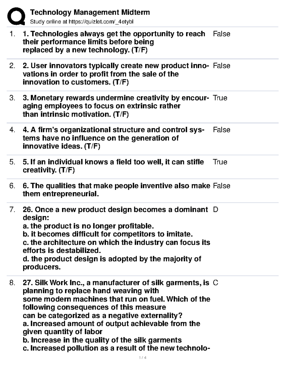 Technology Management Midterm - Study online at quizlet/_4etybl ...