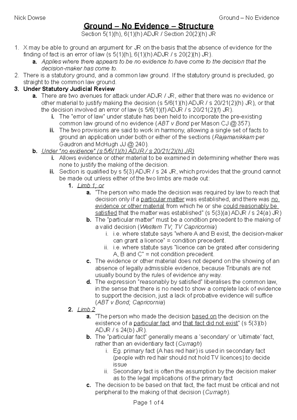 Ground - No Evidence - a. Applies where there appears to be no evidence ...