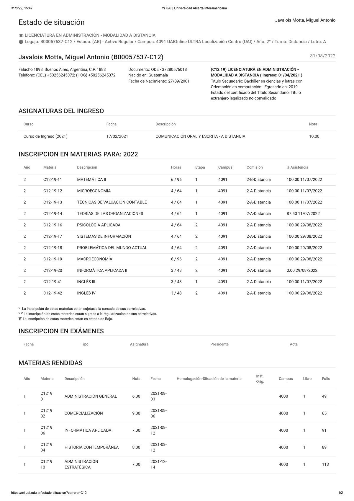 Mi UAI Universidad Abierta Interamericana - uai.edu/estado-situacion ...