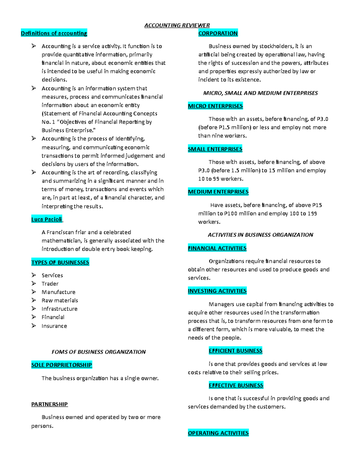 Finance- Chapter-1-Definitions, Forms, Core competencies, Values ...