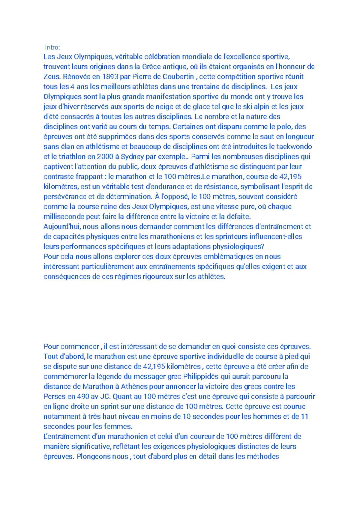 Granc oral svt2 - grand oral svt - Intro: Les Jeux Olympiques ...