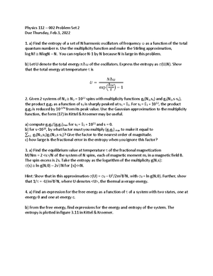 F'24 Physics 112 Homework #4 Fall 2024 - HOMEWORK SET # 4 PHYSICS 112 FALL 202 4 UC Berkeley ...