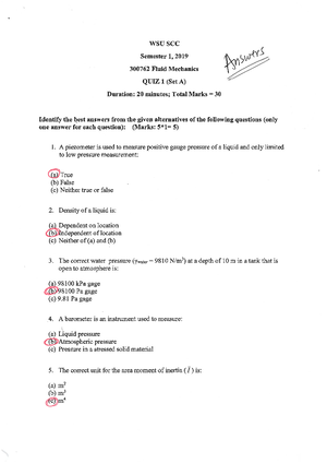 Tutorial 6 Fluid Mechanics solutions 2017 - 300762 - UWS - Studocu