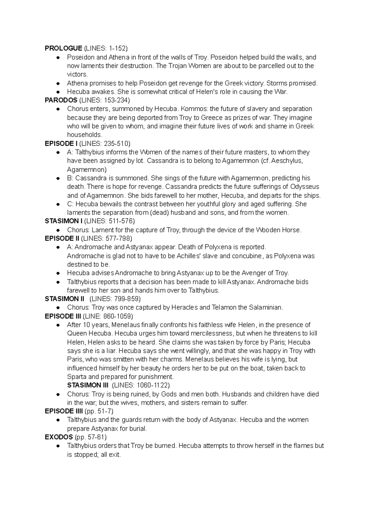 Wo T - Episodes (structure) episodes stasimons etc. - PROLOGUE (LINES ...
