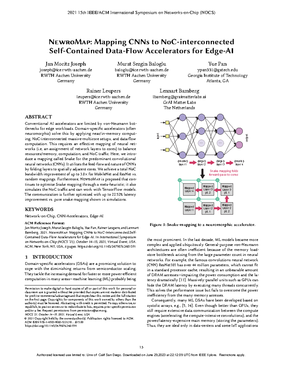 Newro Map Mapping CNNs to No C interconnected Self Contained Data ...