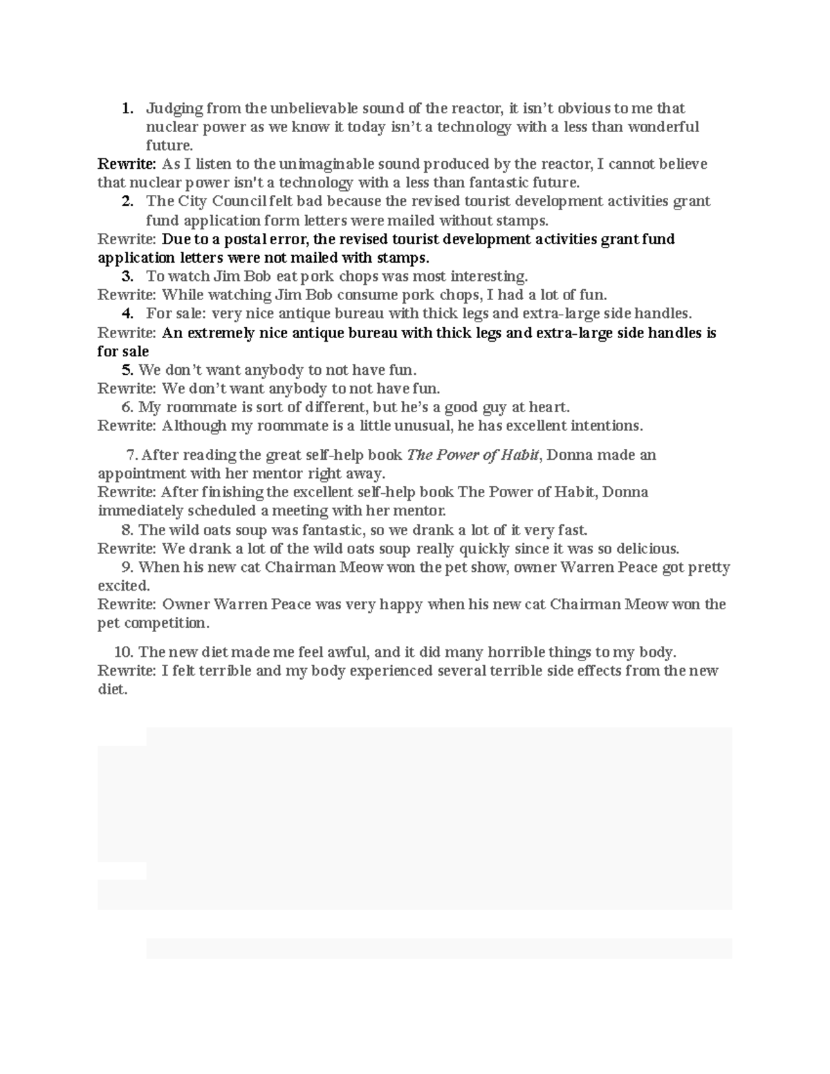 Effective Sentences - assignments that were given you'll need for exams ...