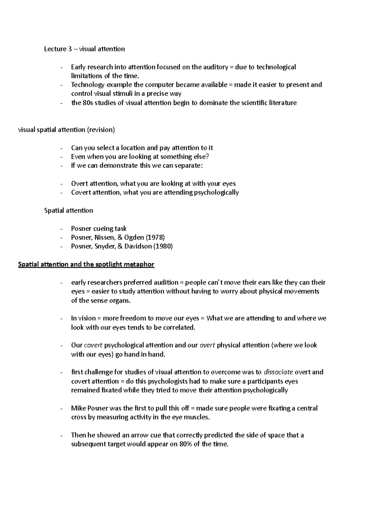 Memory and attention Lecture 3 - Lecture 3 visual attention Early research into attention ...
