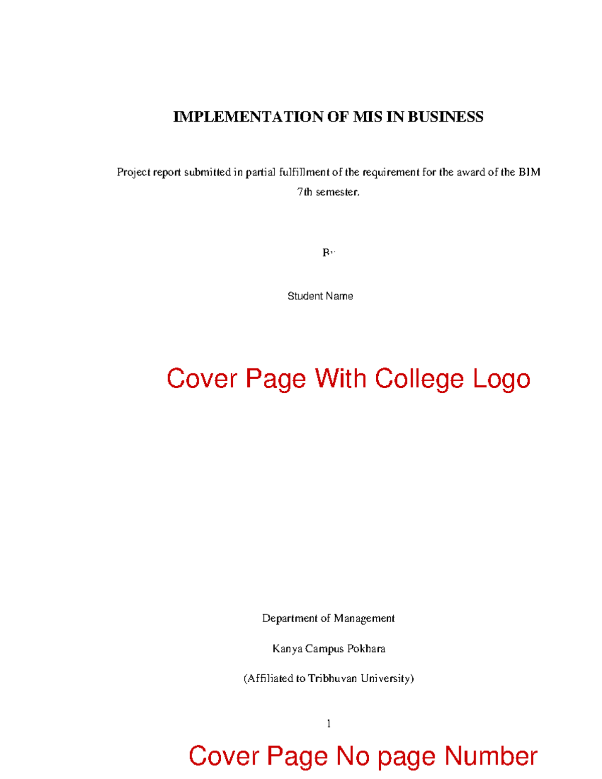 MIS Report - IMPLEMENTATION OF MIS IN BUSINESS Project report submitted ...