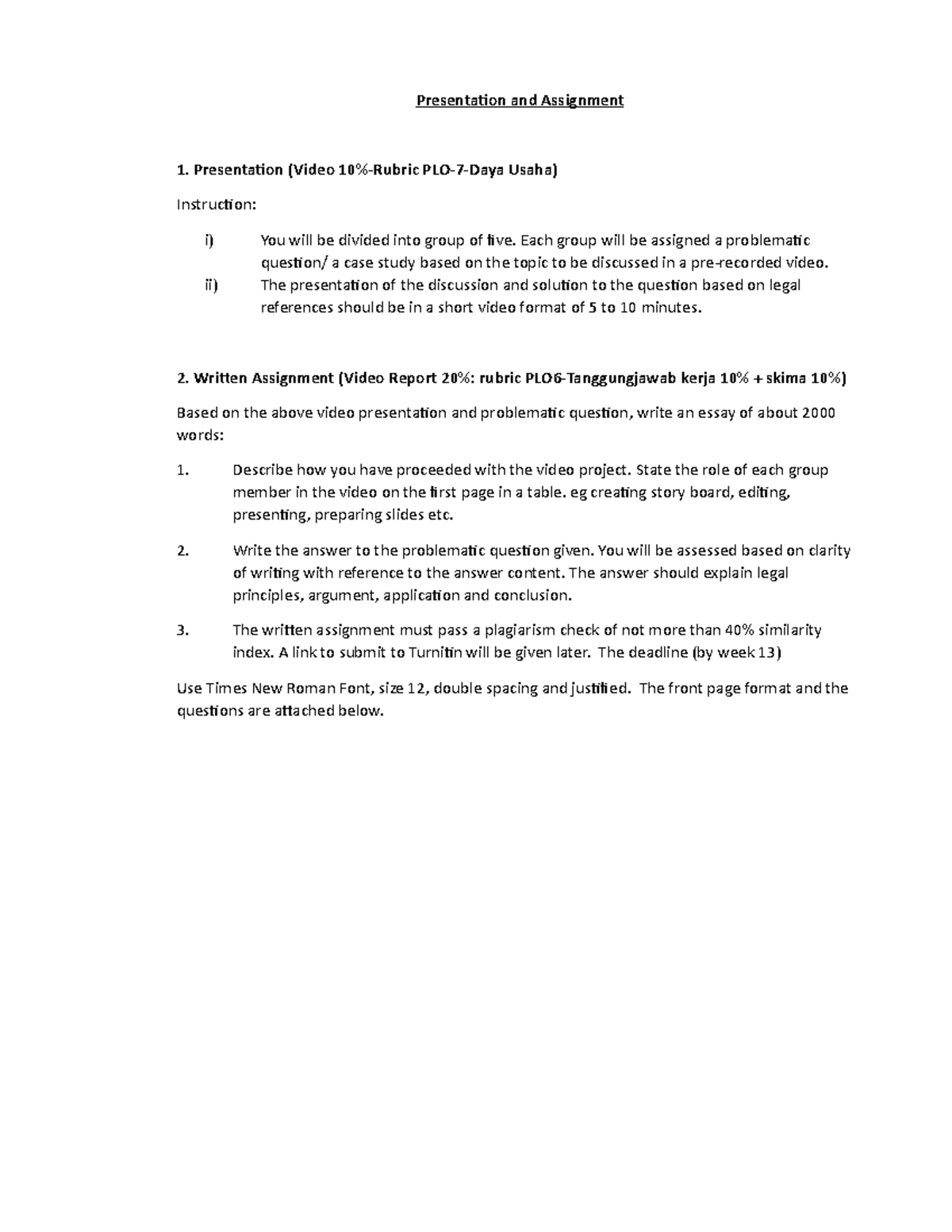 Assignment and presentation instructions edited - Presentation and ...