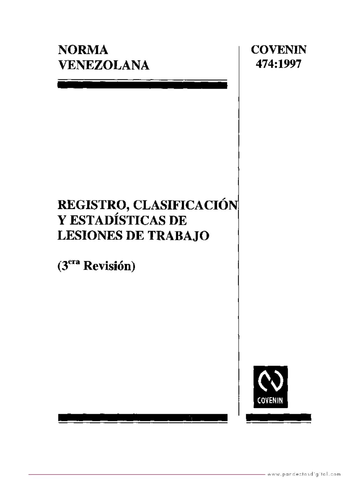 Covenin 474-97 - Guía - NORMA VENEZOLANA REGISTRO, CLASIFICACIÓN Y ...