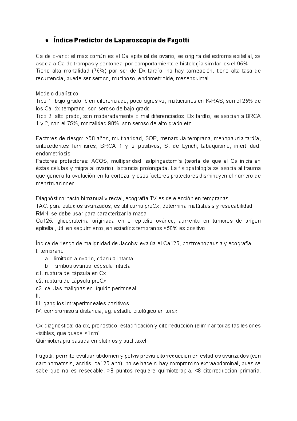 Índice Predictor de Laparoscopia de Fagotti - de Lynch, tabaquismo ...