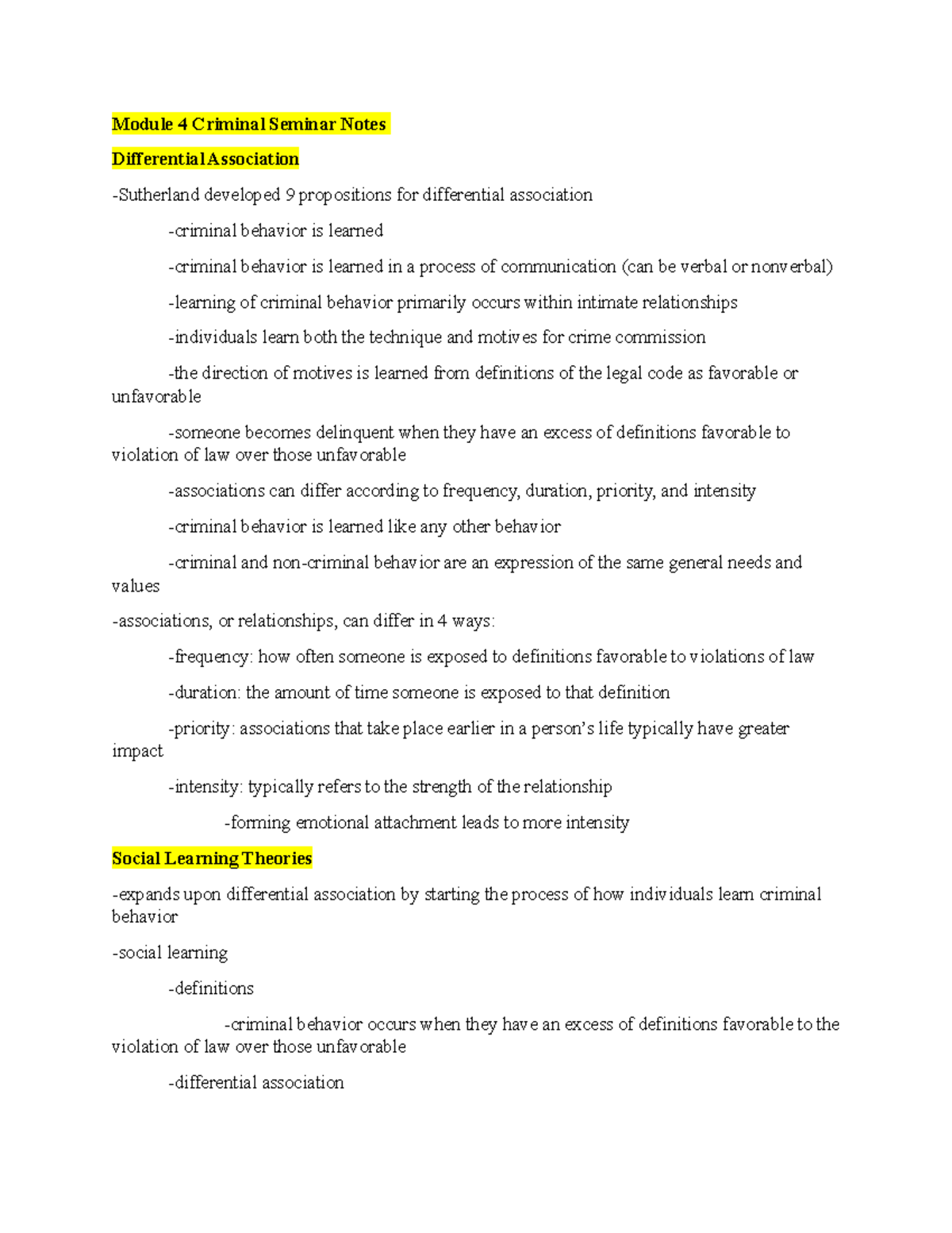 Criminal seminar module 4 notes - Module 4 Criminal Seminar Notes ...