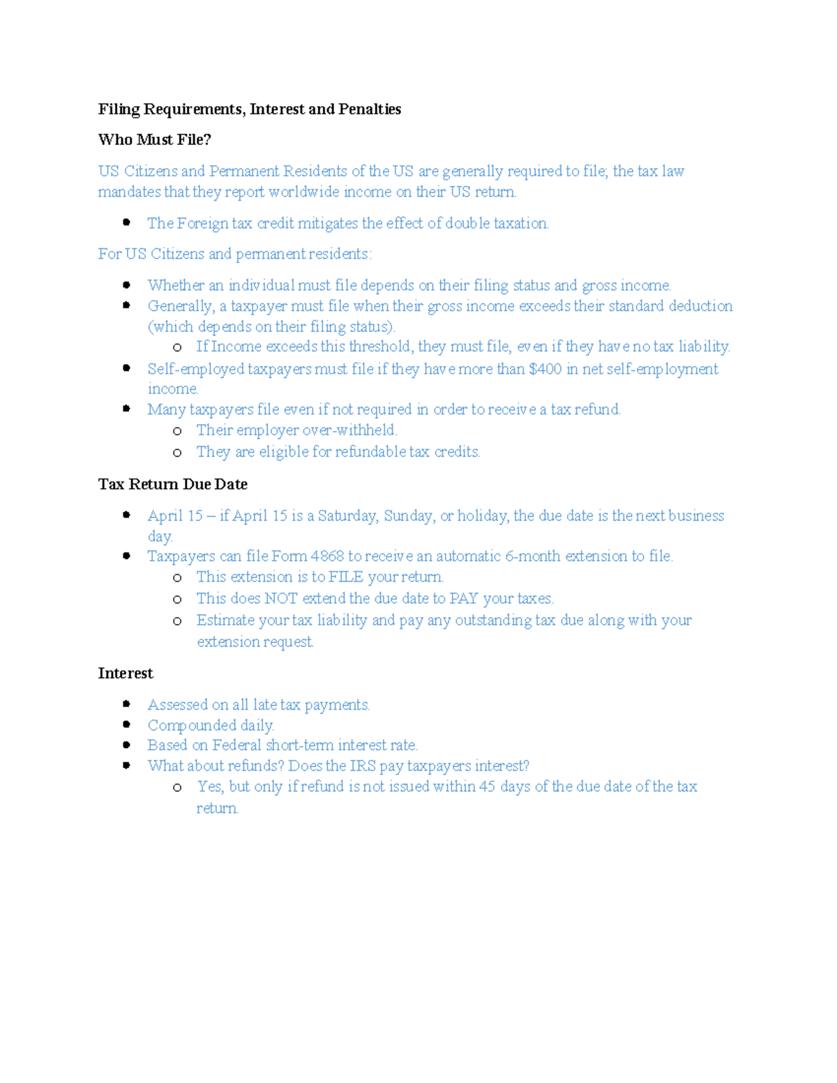 Filing Requirements, Interest, and Penalties - The Foreign tax credit ...