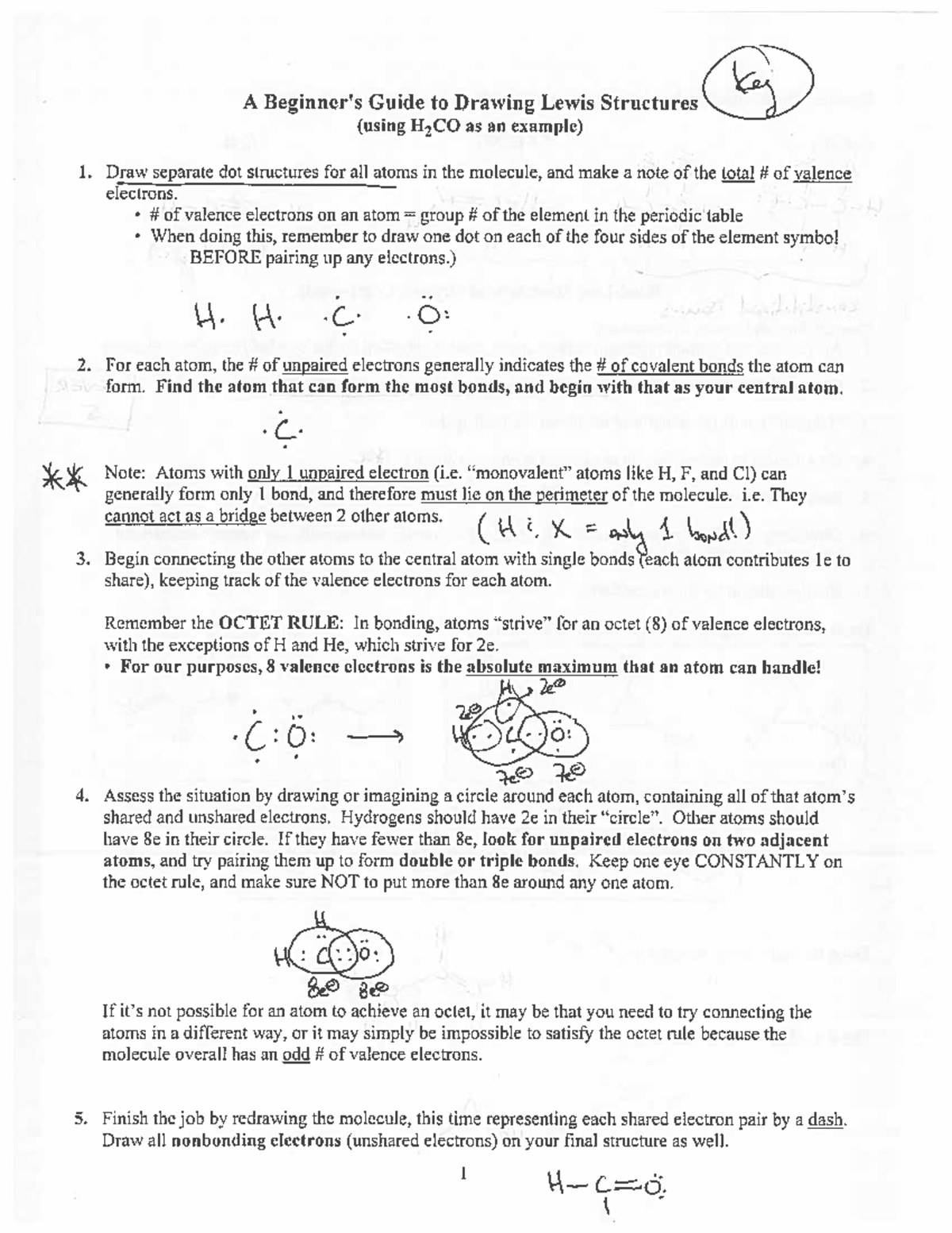 Lewis Structure Handout-KEY - 1. 3104 A Guide to Drawing Lewis ...
