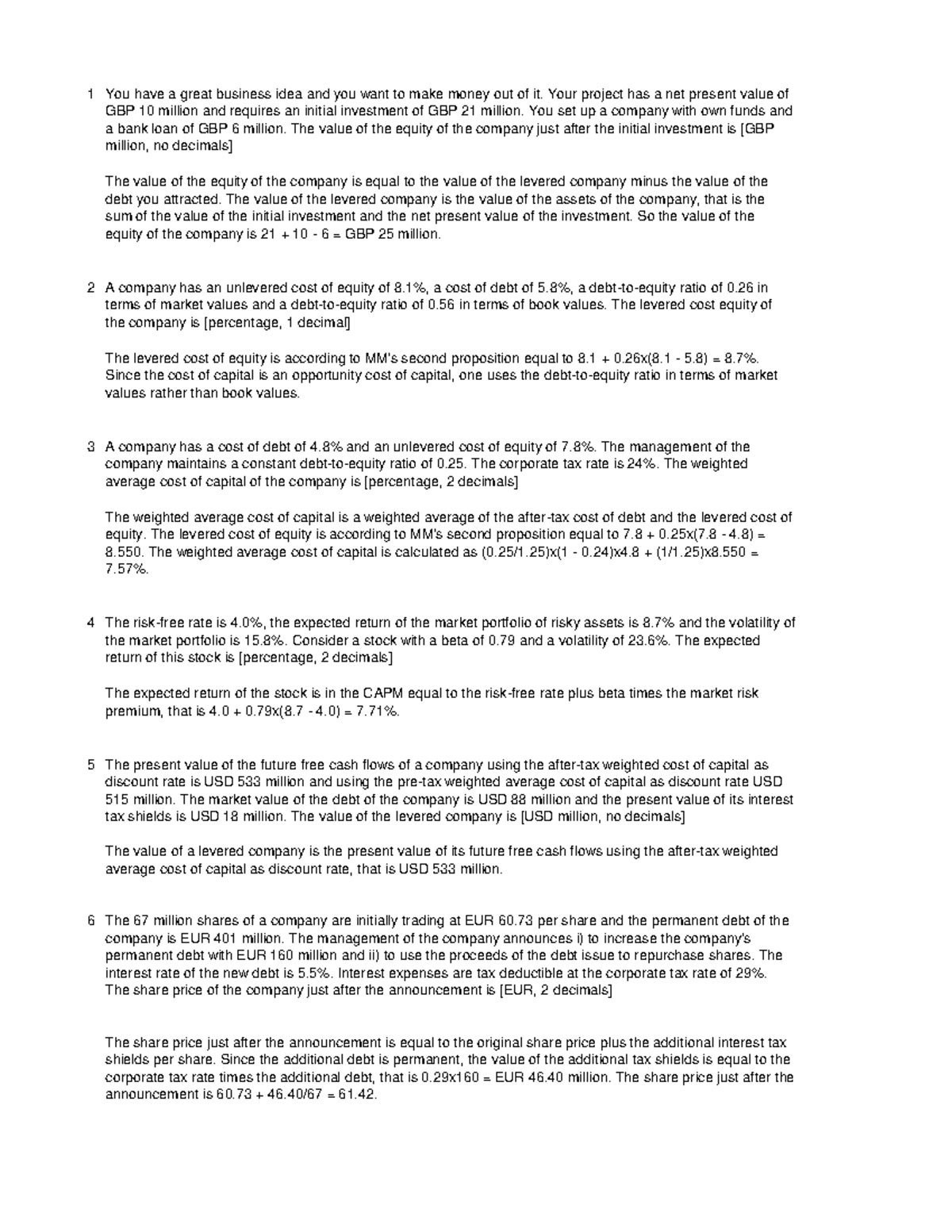 CS&FP 2021-2022 exam numerical-response questions with explanations and ...