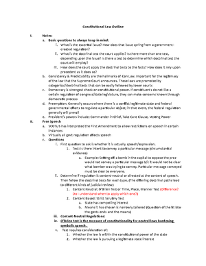 Constitutional Law-Outline - Constitutional Law Outline I. Government ...
