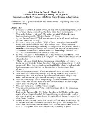 Nutrition Exam 3 Study Guide-2 - Study Guide for Exam 3 – Chapters 1-14 ...