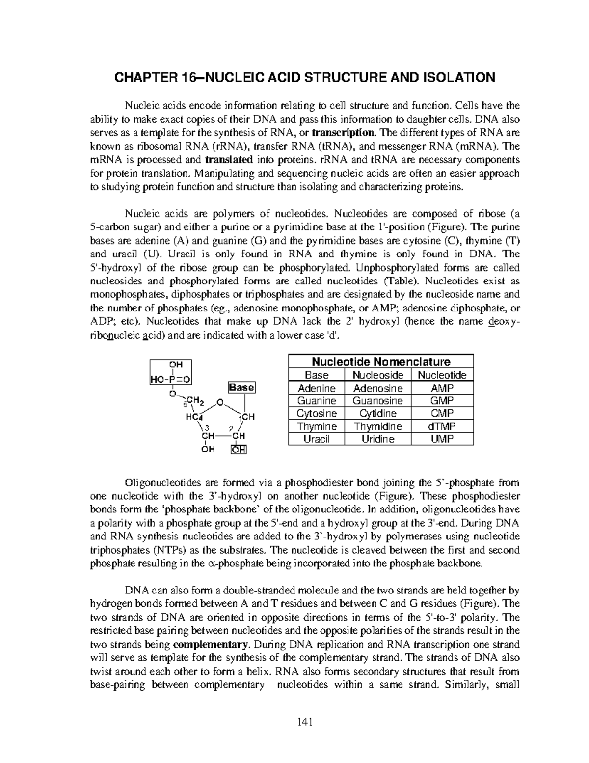 Lecture Notes for Methods in Cell Biology-141-150 - CHAPTER 16-NUCLEIC ...