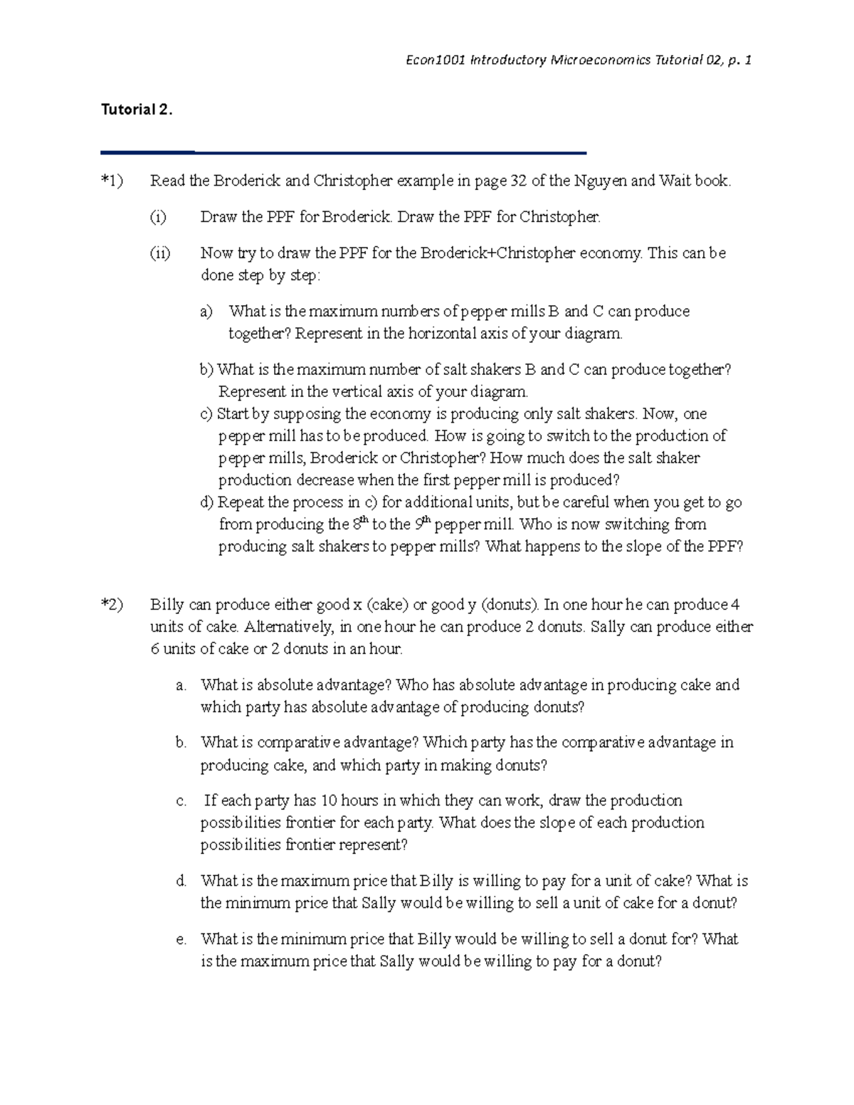 Tutorial 2 2021S2 - ECON1001 - USyd - Studocu