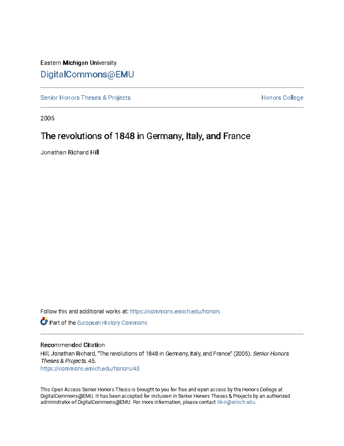 The revolutions of 1848 in Germany Italy and France - emich/honors Part ...
