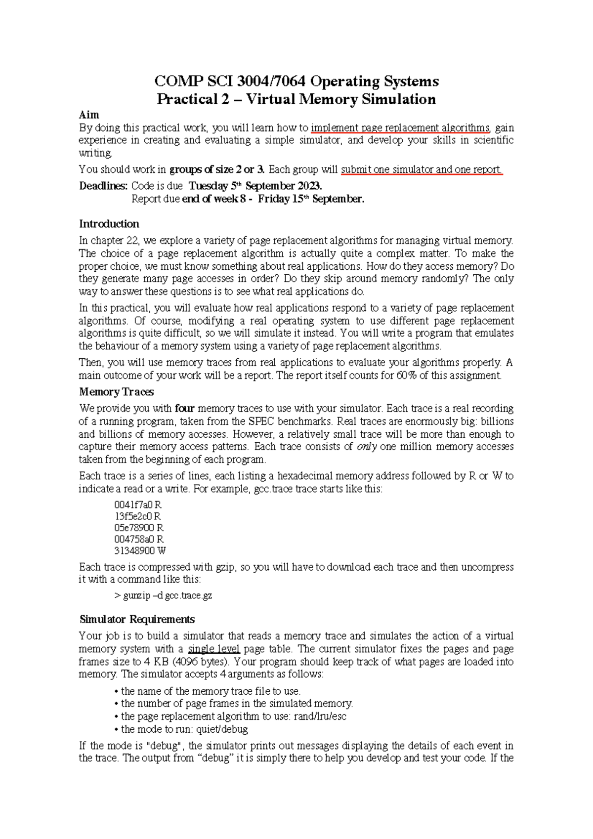 Practical For Operating System Comp Sci 30047064 Operating Systems Practical 2 Virtual