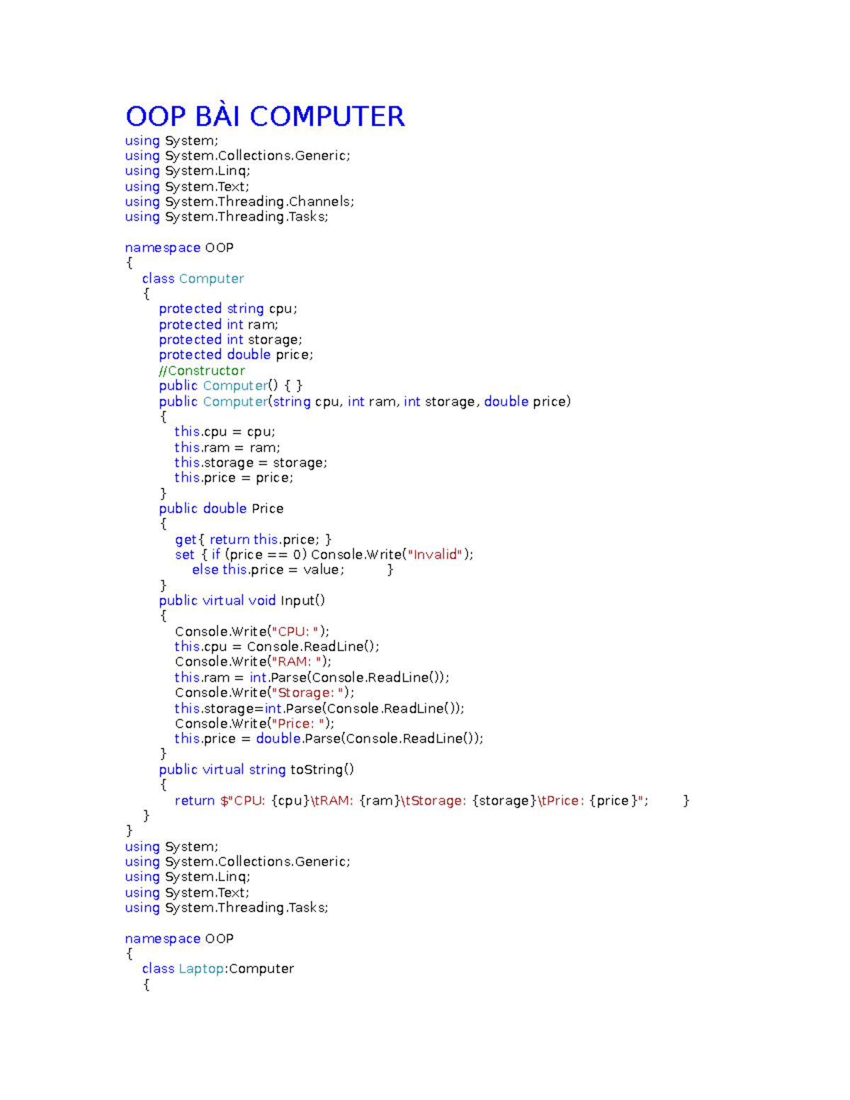 Using System - hhh - OOP BÀI COMPUTER using System; using System.Collections; using System ...
