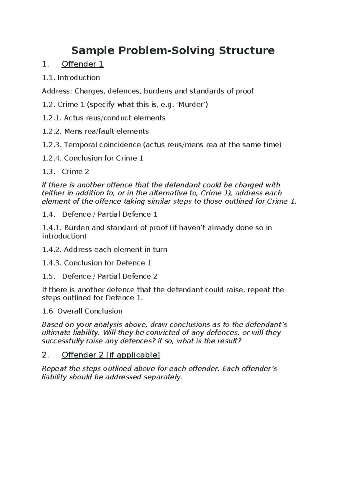 Guide to Answer Criminal Law Questions - Sample Problem-Solving ...