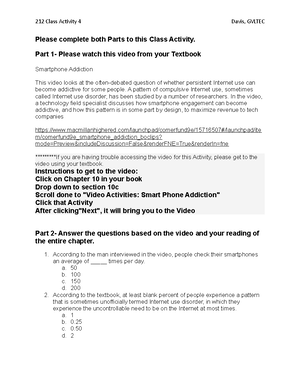 212 Class Activity 1 - 212 Class Activity 1 Davis, GVLTEC Please ...