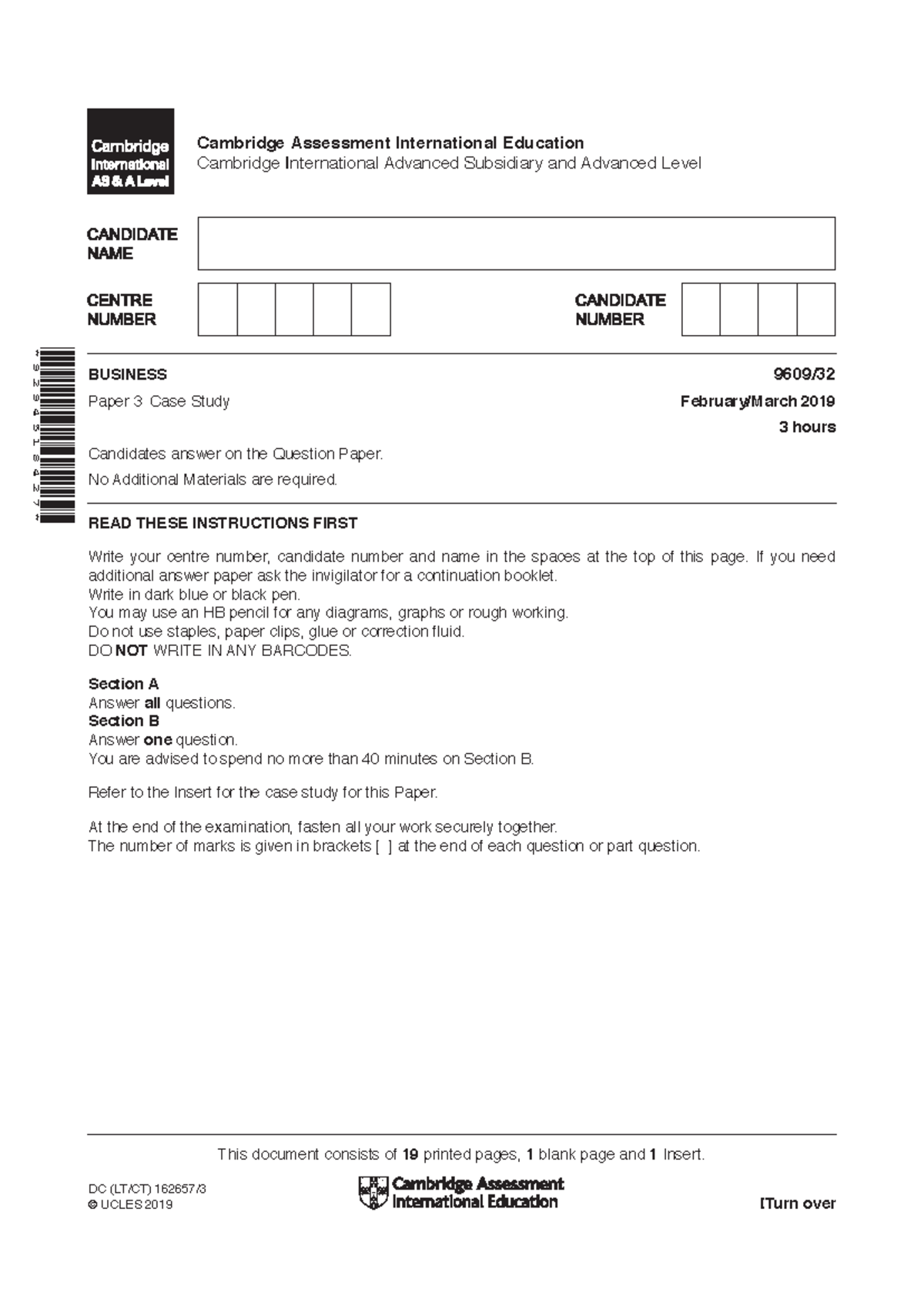 A level past year paper - This document consists of 19 printed pages, 1 ...