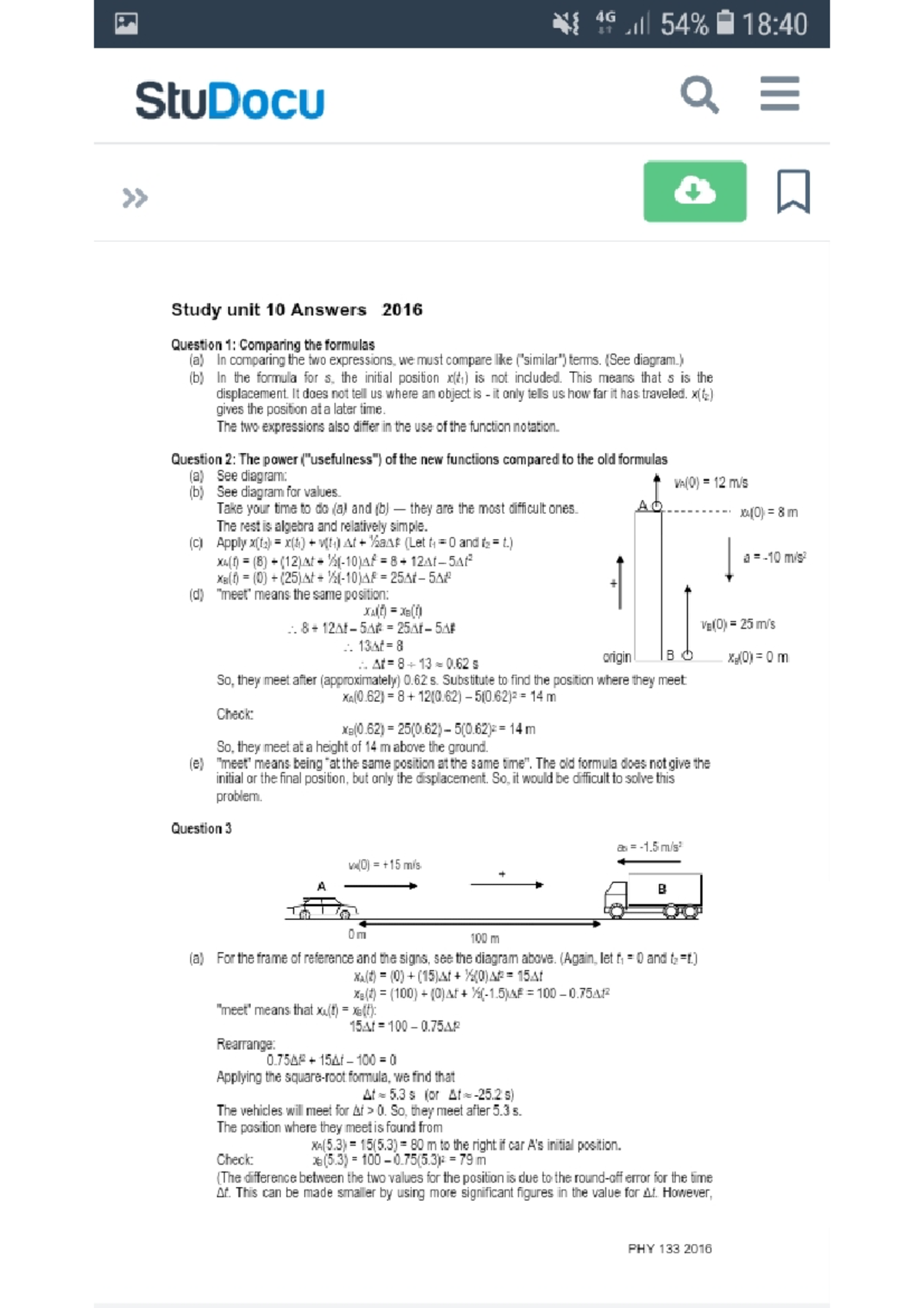 Phy133 - questions - PHY 133 - Studocu