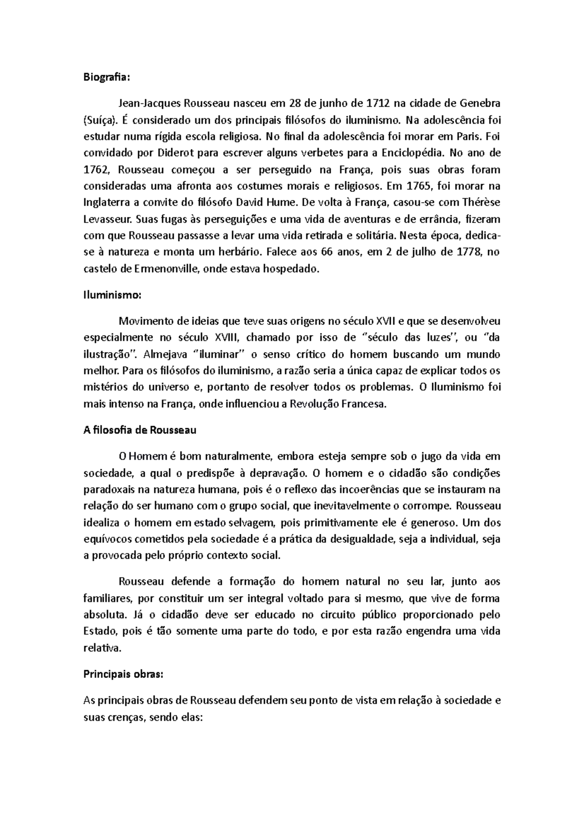 Biografia - Jean-Jacques Rousseau - Biografia: Jean-Jacques Rousseau ...