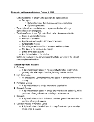 Final Preparation Diplomatic and Consular Relations - Answer briefly (5 ...