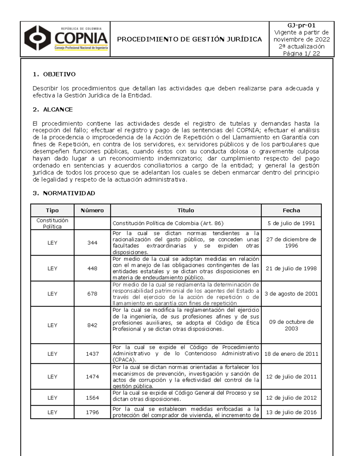 Procedimiento gestion juridica - PROCEDIMIENTO DE GESTIÓN JURÍDICA ...
