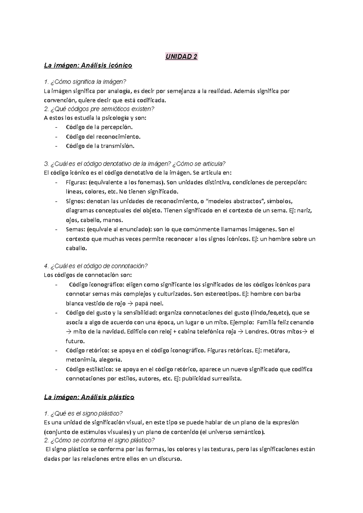 Resumen parcial Unidades 2 y 3 - UNIDAD 2 La imágen: Análisis icónico ...