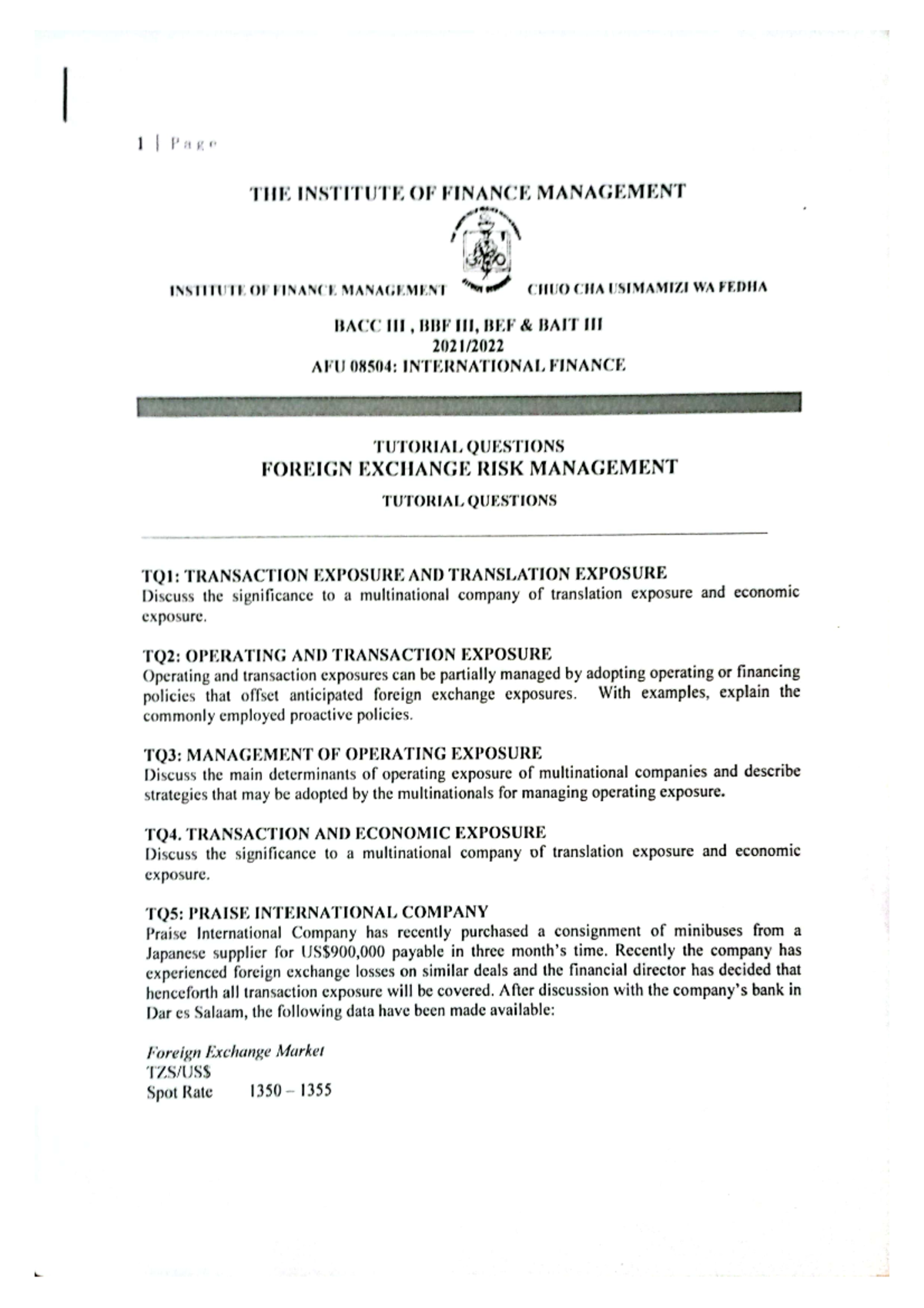 Tutorial forex and risk Mgt - Accounting with Information Technology ...