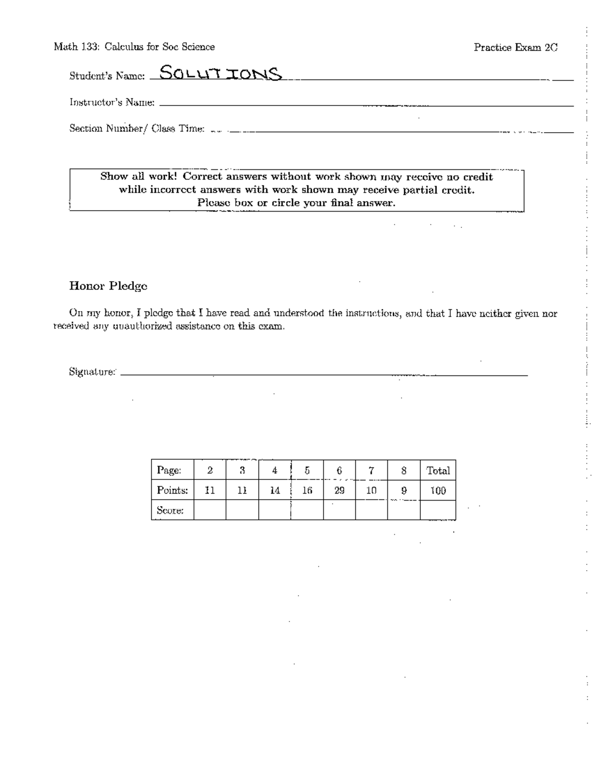 6. Math 133 Practice Exam 2C Solutions - Math 133 - Studocu