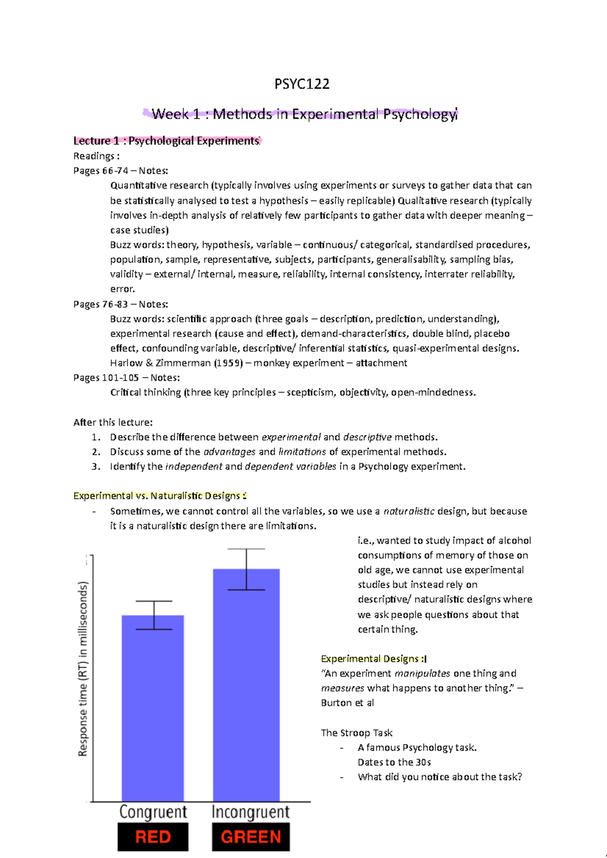 Methods in Experimental Psychology - PSYC Week 1 : Methods in ...