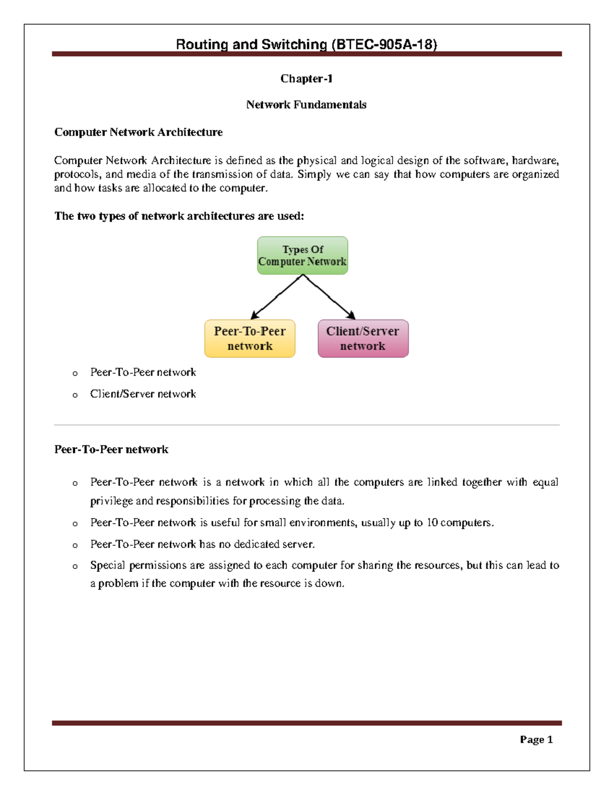 Routing and switching - Chapter- 1 Network Fundamentals Computer Network Architecture Computer ...