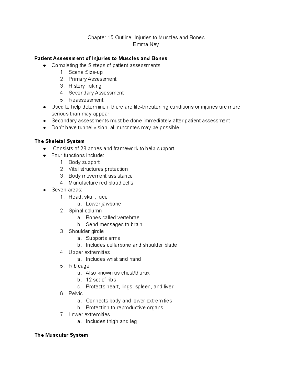 Chapter 15 Outline - Chapter 15 Outline: Injuries to Muscles and Bones ...