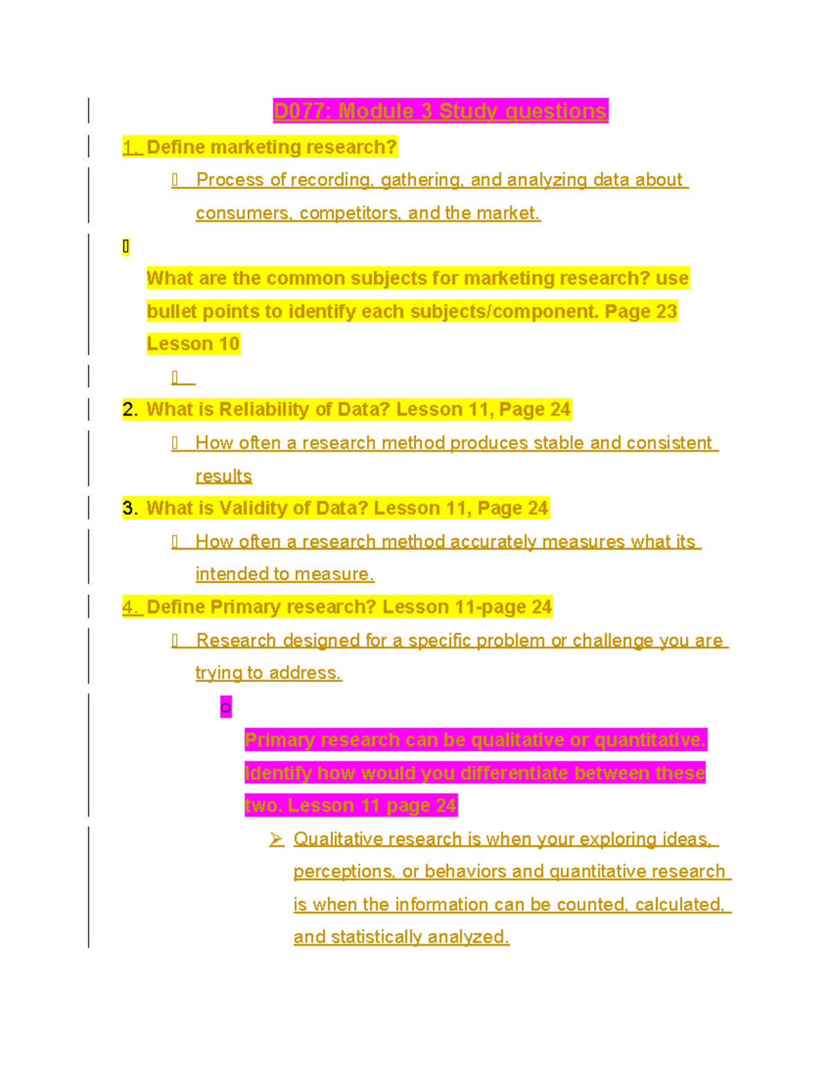 D077 Module 3 Study questions - D077: Module 3 Study questions Define ...