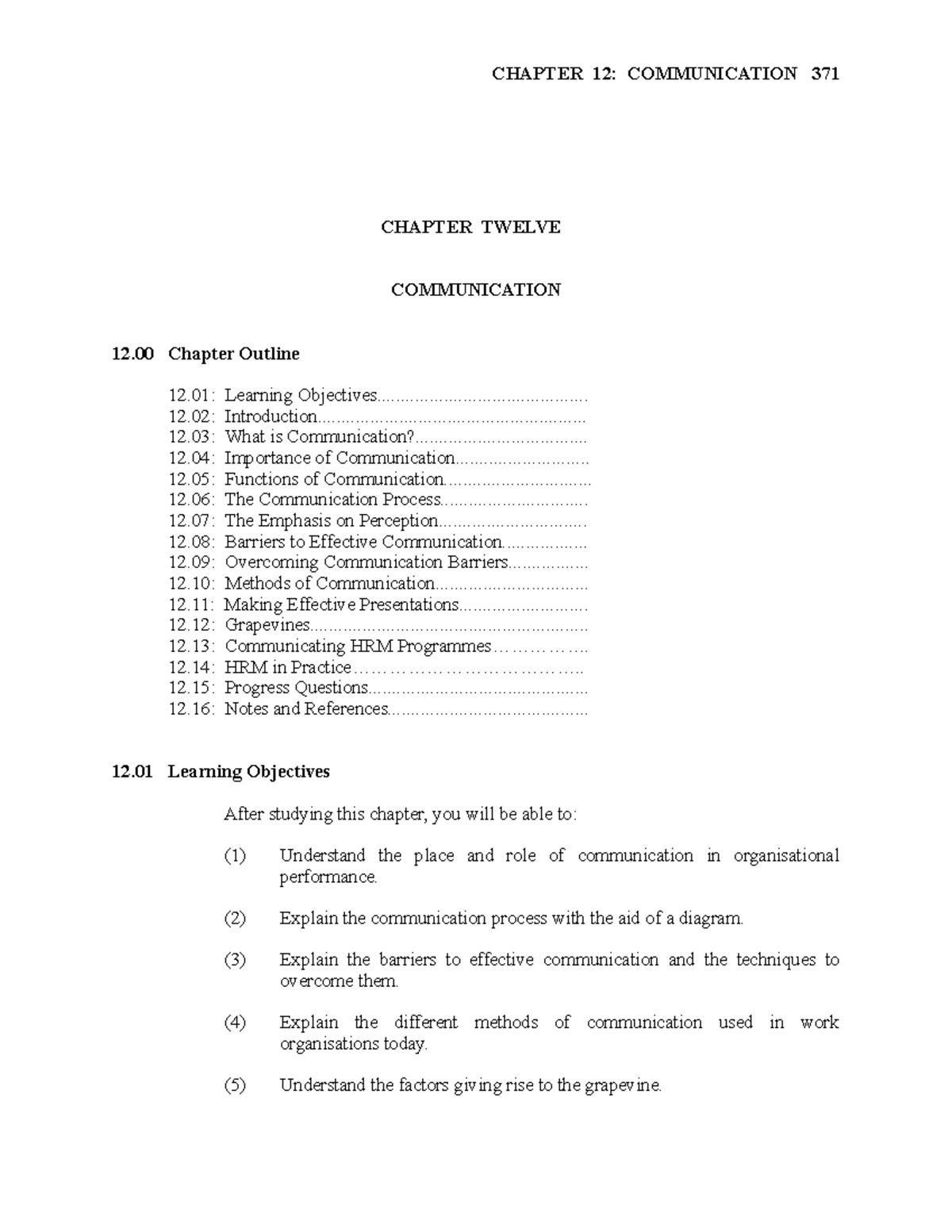 HRM CAP12 Communications - CHAPTER TWELVE COMMUNICATION 12 Chapter ...