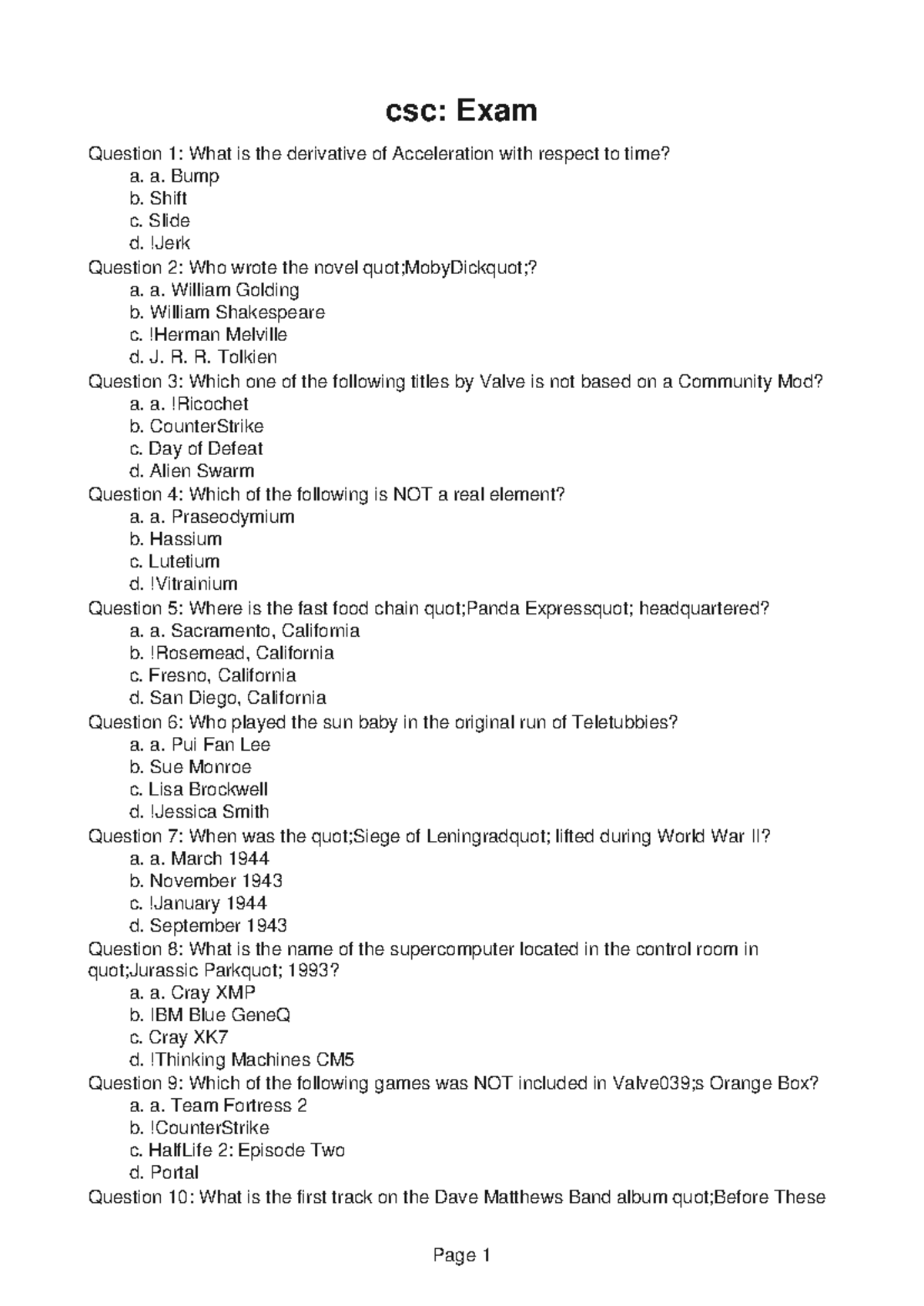 Csc-Answer-9 - Notes on CS - csc: Exam Question 1: What is the ...