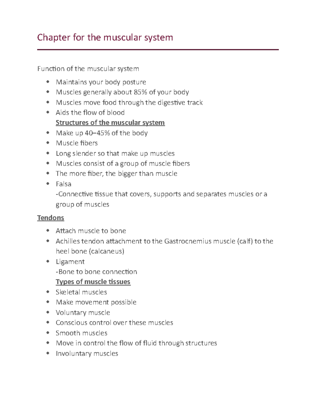 Ch.4 muscular system - Chapter for the muscular system Function of the ...