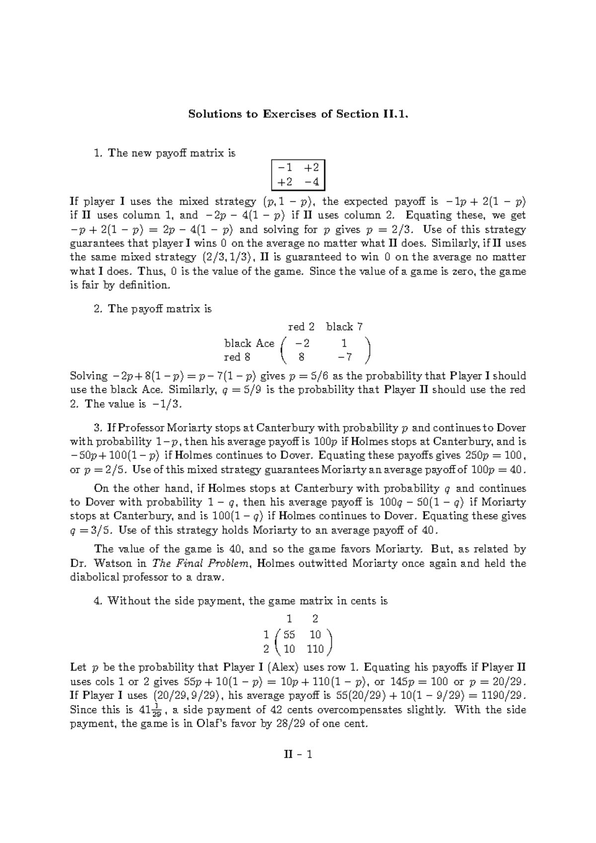 Sol2 - Solutions section 2 - Solutions to Exercises of Section II. 1 ...