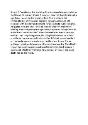 Black Death Source Analysis - The effects of the black death had major ...